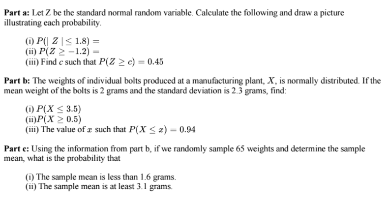 Solved Let Z be the standard normal random variable. | Chegg.com