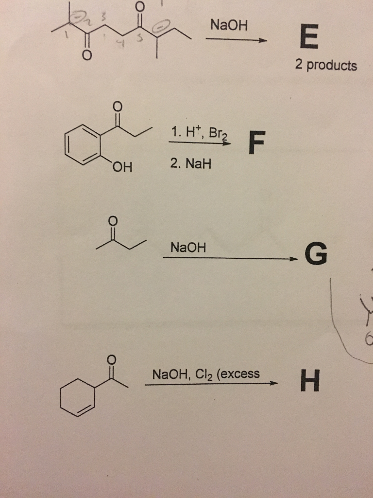 Solved NaOH 2 products 1. H, Br2 2. NaH ?? NaOH NaOH, Cl2 | Chegg.com