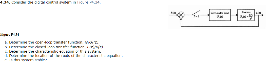 Solved Consider the digital control system in Figure P4.34. | Chegg.com