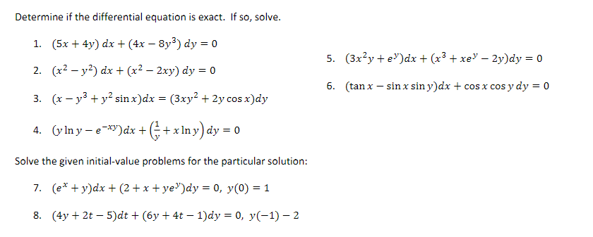 Solved Determine if the differential equation is exact. If | Chegg.com