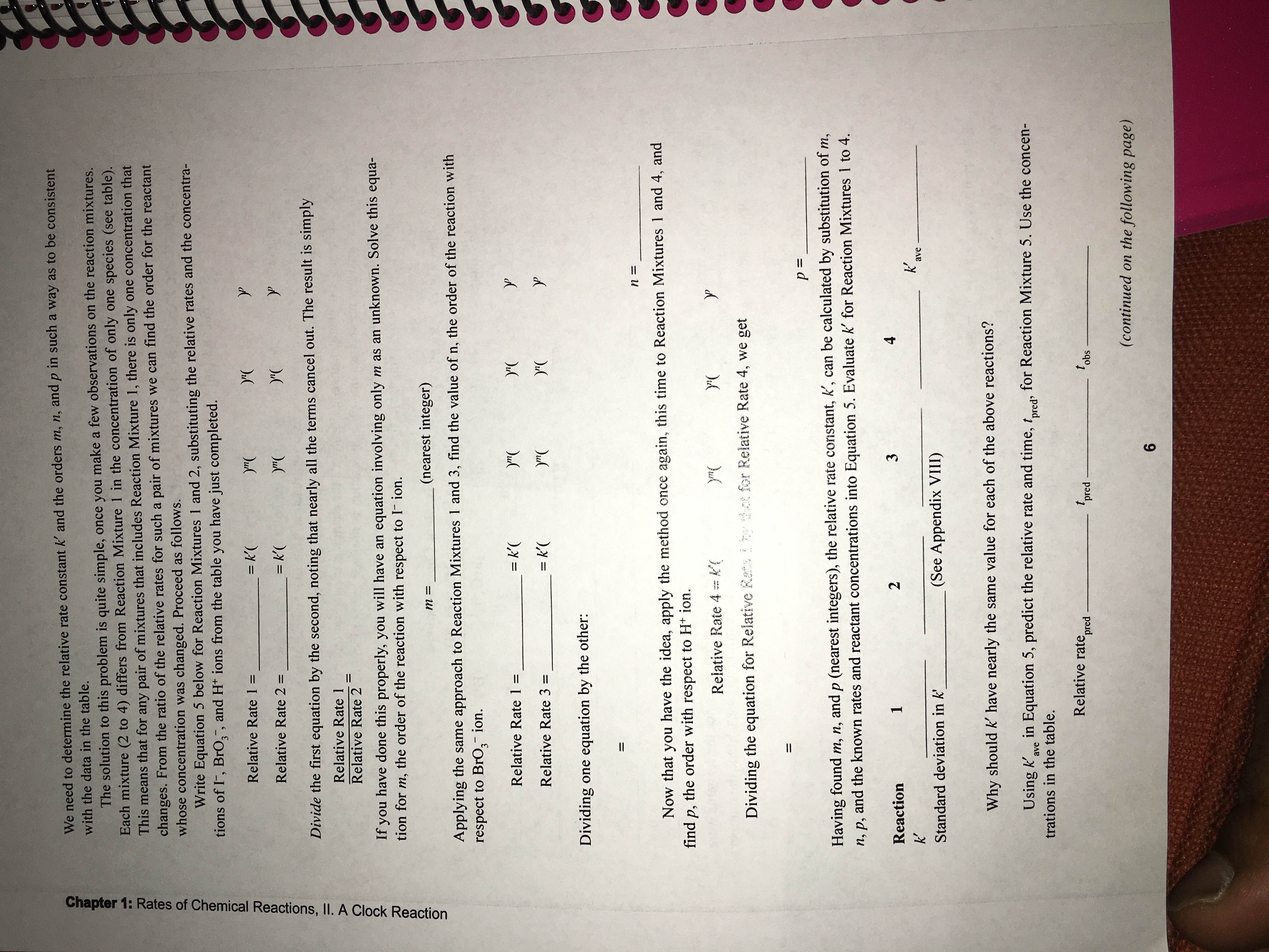 Rates of Chemical Reactions, ll. A Clock reaction Lab | Chegg.com