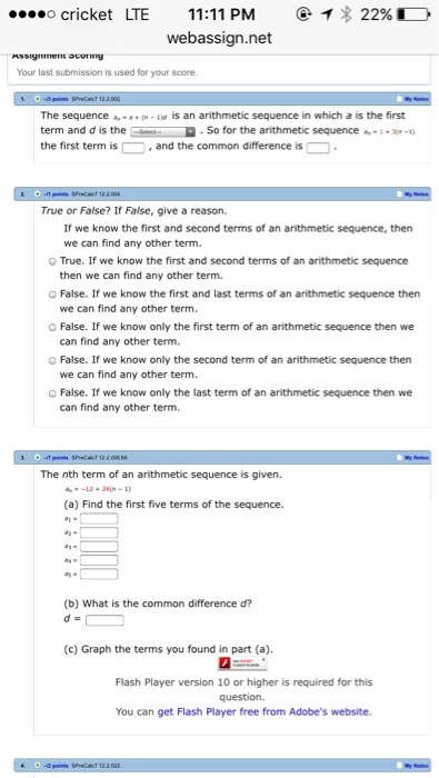 Solved The sequence. a_n = a + (n - 1)d is an arithmetic | Chegg.com