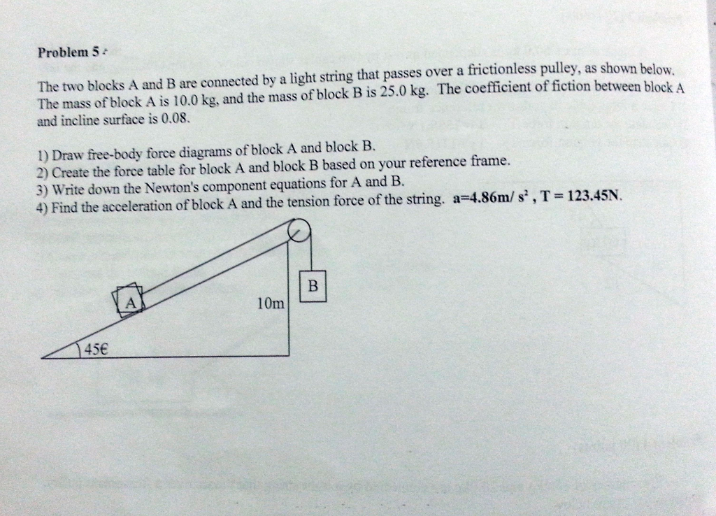 Solved Two blocks are connected by a string that passes over | Chegg.com