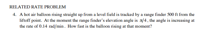 Solved A hot air balloon rising straight up from a level | Chegg.com