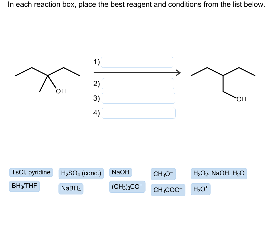 Solved In each reaction box, place the best reagent and | Chegg.com