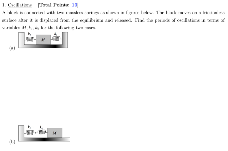 Solved 1. Oscillations Total Points: 10l A block is | Chegg.com