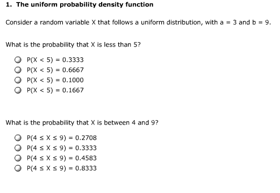 Solved 1. The uniform probability density function Consider | Chegg.com