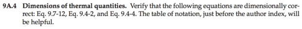 Solved 9A.4 Dimensions of thermal quantities. Verify that | Chegg.com