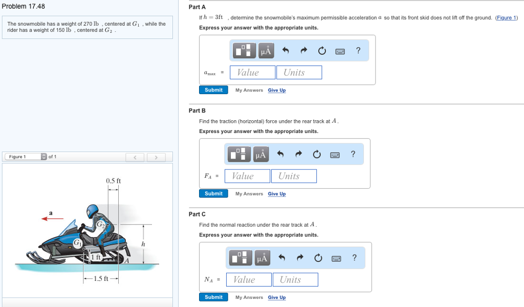 Solved Problem 17.48 Part A The snowmobile has a weight of | Chegg.com