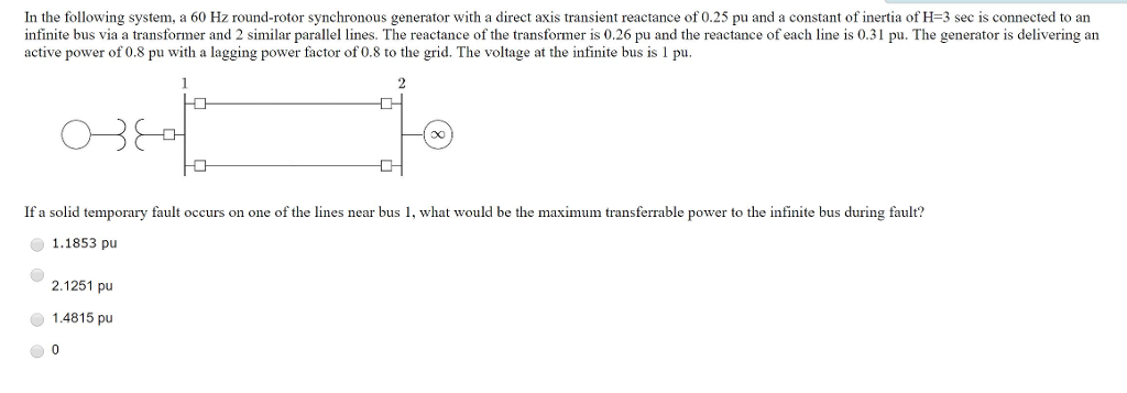 Solved In the following system, a 60 Hz round-rotor | Chegg.com