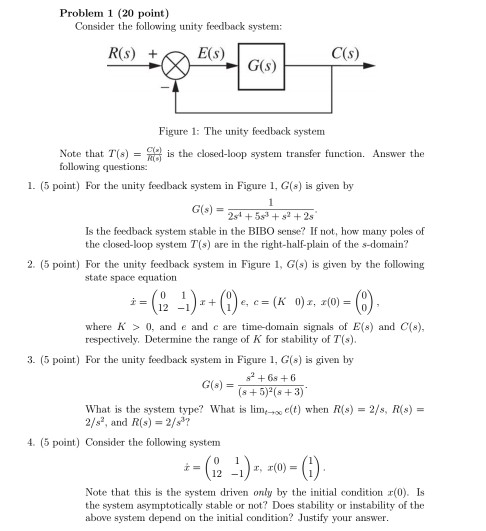 Solved Problem 1 (20 point) Consider the following unity | Chegg.com