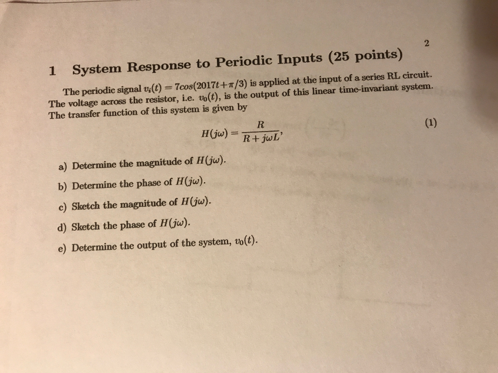 Solved The periodic signal v_i(t) = 7cos(2017t + pi/3) is | Chegg.com