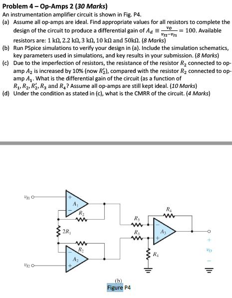 Solved Problem 4-Op-Amps 2 (30 Marks) An instrumentation | Chegg.com