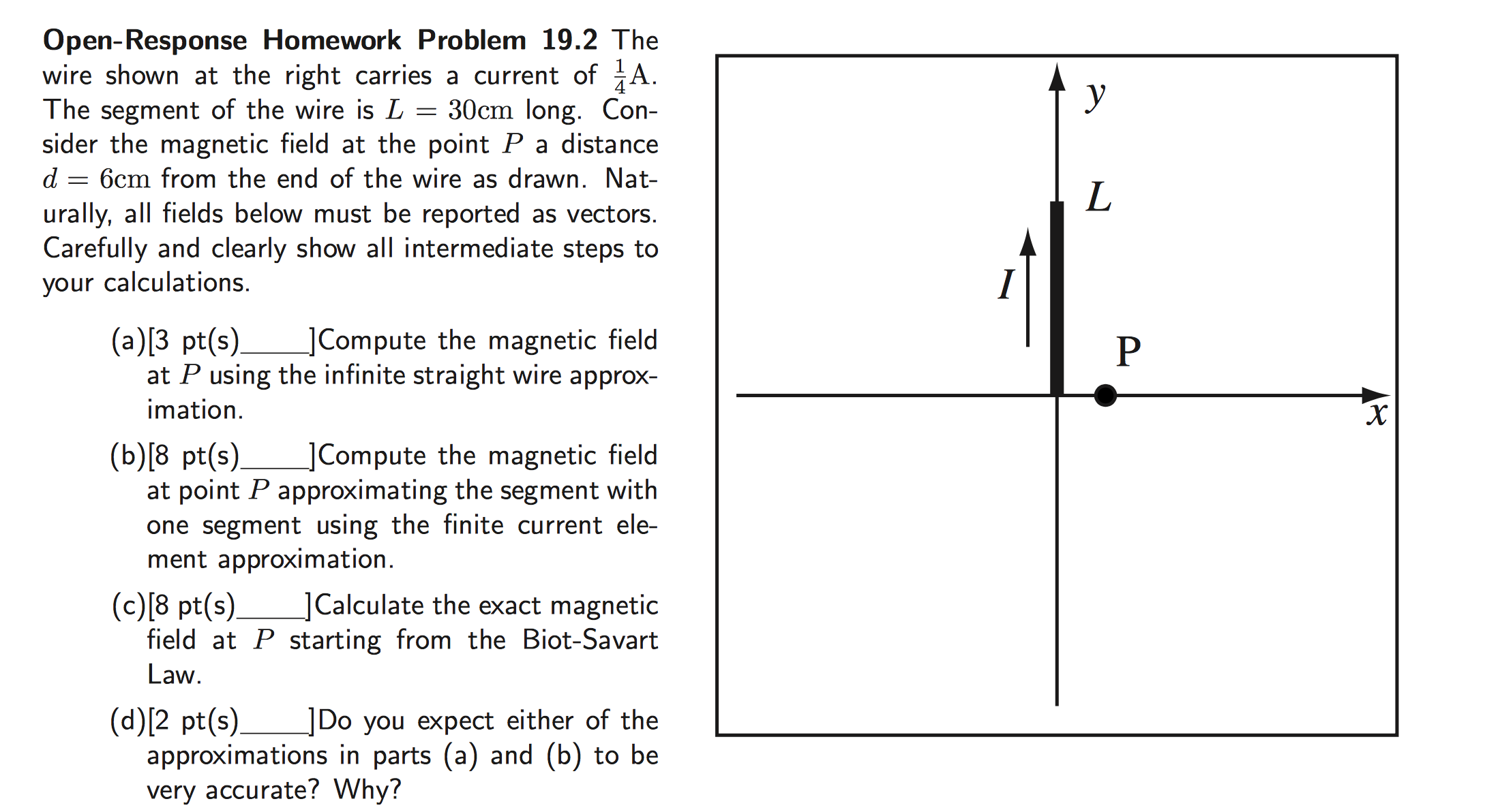 Open-Response Homework Problem 19.2 The wire shown at | Chegg.com