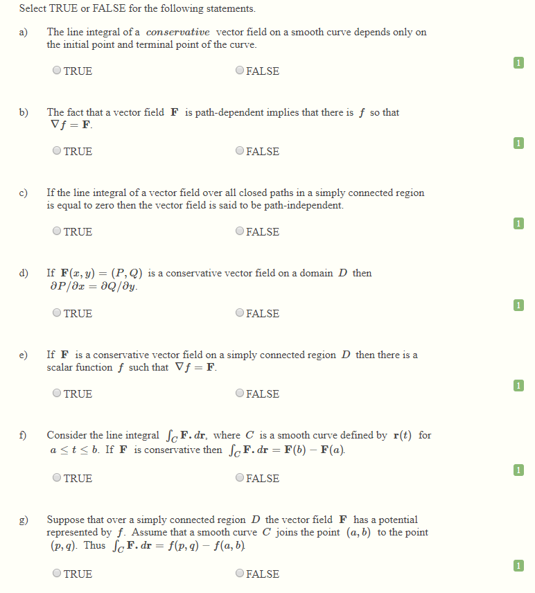 Solved Select TRUE or FALSE for the following statements. ) | Chegg.com