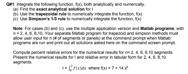 Solved Q1 Integrate The Following Function Fx Both