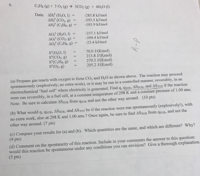 Solved Propane gas reacts with oxygen to form CO_2 and | Chegg.com