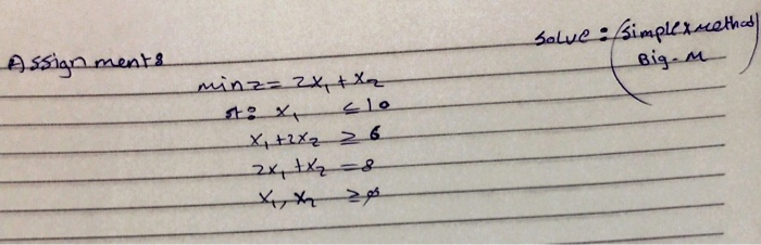 Solved Solve (simplex method) (Big M method) | Chegg.com