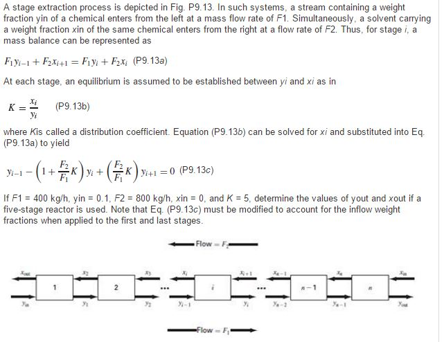 A stage extraction process is depicted in Fig. P9.13. | Chegg.com