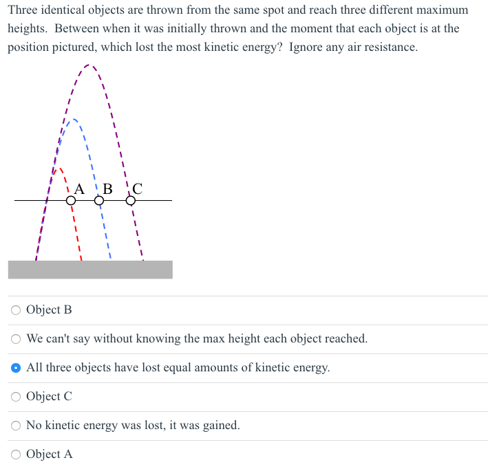 Solved Three identical objects are thrown from the same spot | Chegg.com