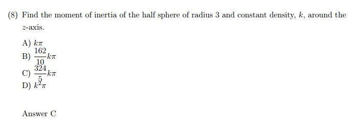 Solved Find the moment of inertia of the half sphere of | Chegg.com