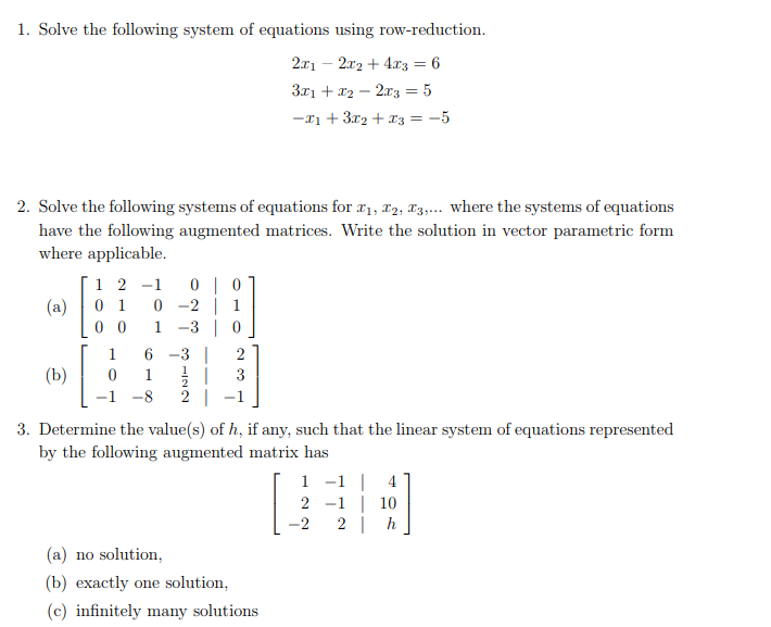 Solved 1. Solve the following system of equations using | Chegg.com