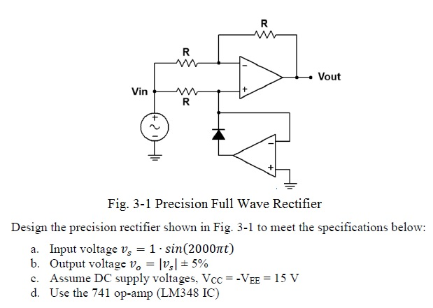 Solved Vout Fig. 3-1 Precision Full Wave Rectifier Design | Chegg.com