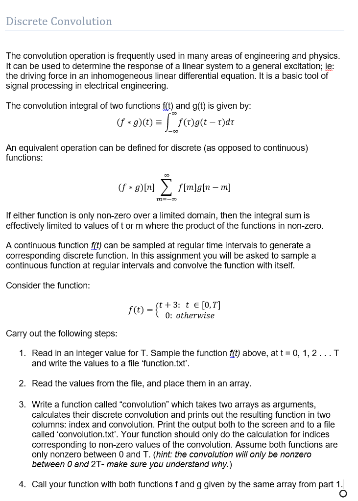 Solved Discrete Convolution The convolution operation is | Chegg.com