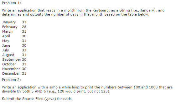 Solved Problem 1: Write an application that reads in a month | Chegg.com