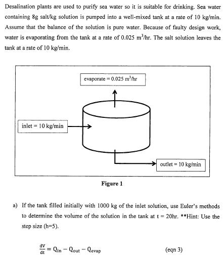 Solved Desalination plants are used to purify sea water so | Chegg.com