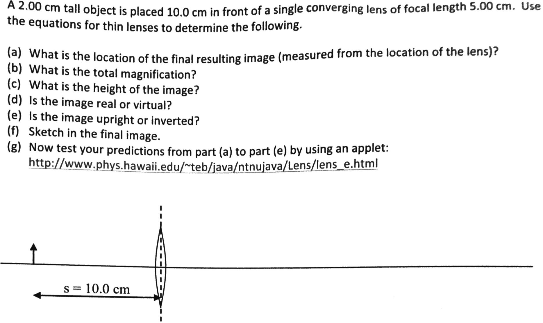 Solved A 2.00 cm tall object is placed 5.00 cm in front of a | Chegg.com
