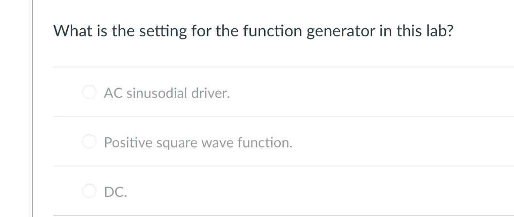 Solved What is the setting for the function generator in | Chegg.com