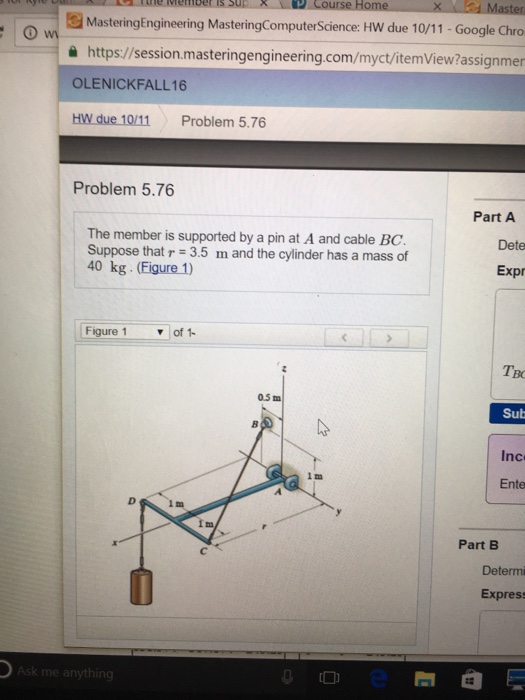 Solved Determine the tension of cable BCDetermine the | Chegg.com