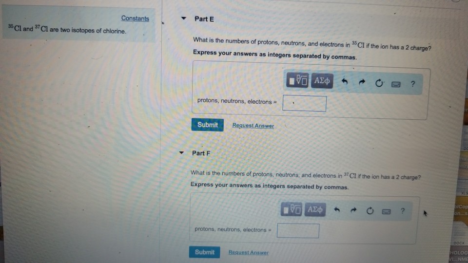 Solved Part C Constants What is the numbers of protons, | Chegg.com