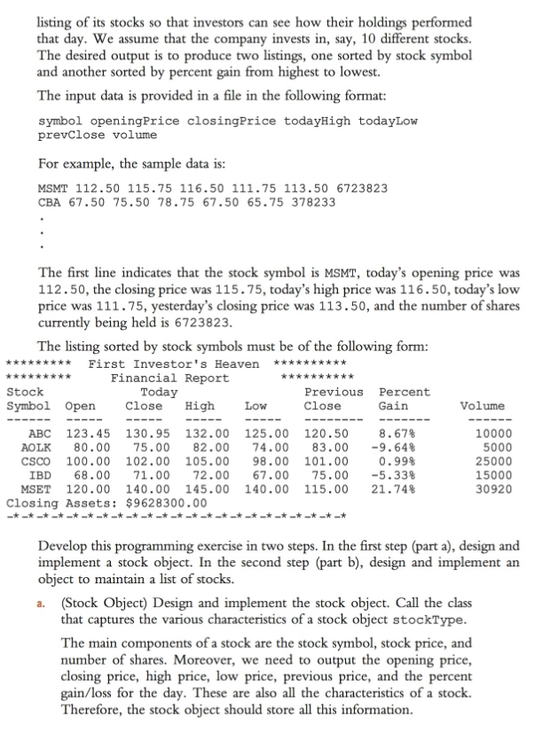 Solved (Stock Market) Write a program to help a local stock | Chegg.com