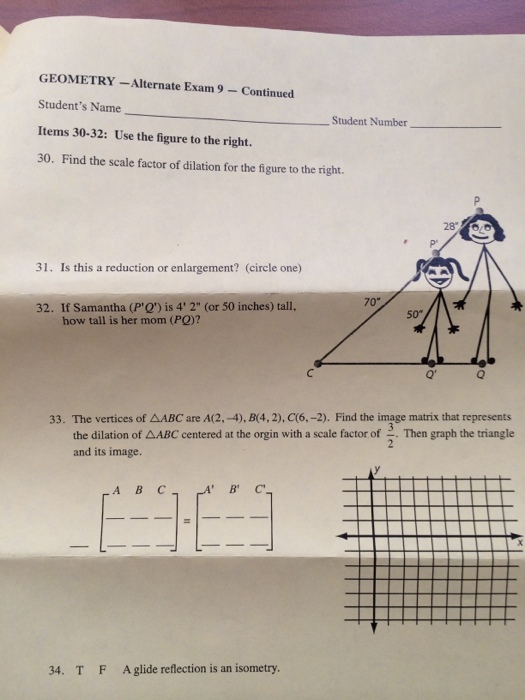 Solved Find The Scale Factor Of Dilation For The Figure To