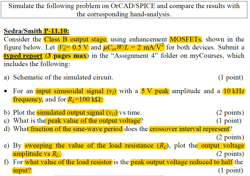 Simulate the following problem on OrCAD/SPICE and | Chegg.com