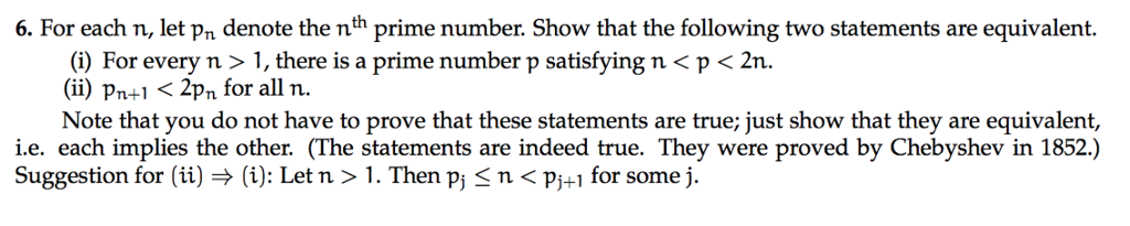 Solved 6. For each n, let pn denote the nth prime number. | Chegg.com