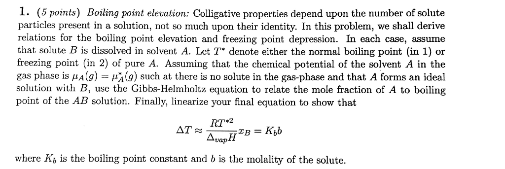 Solved Boiling point elevation: Colligative properties | Chegg.com