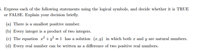Solved Express each of the following statements using the | Chegg.com