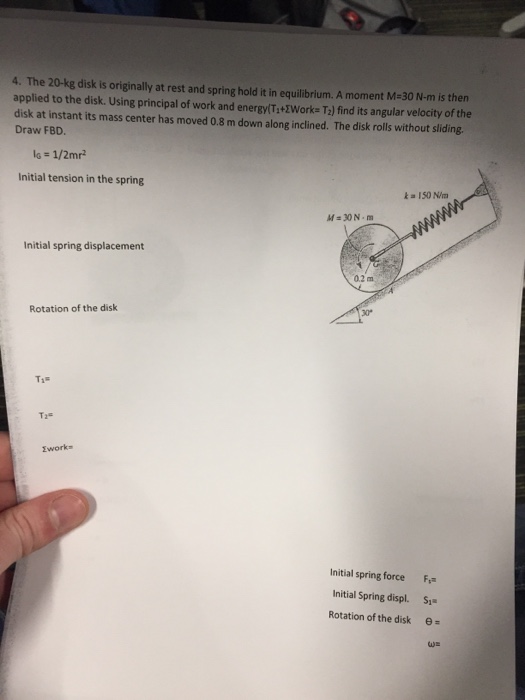 Solved The 20 - kg disk is originally at rest and spring | Chegg.com