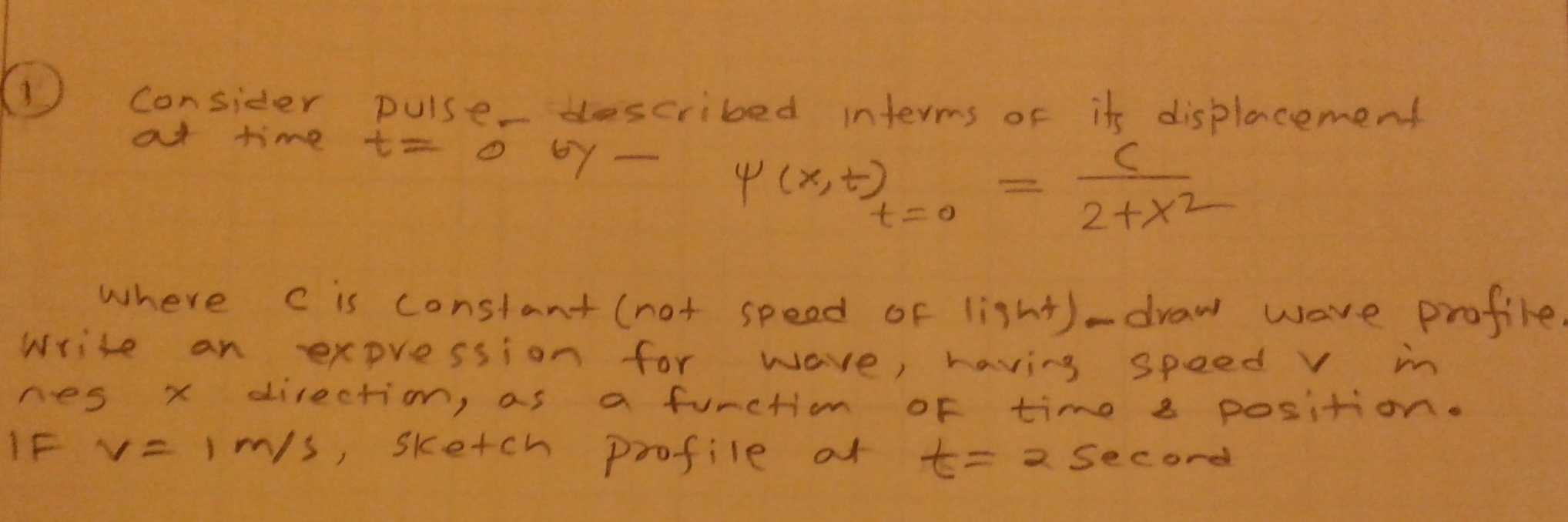 Solved Consider pulse described interms of its displacement | Chegg.com
