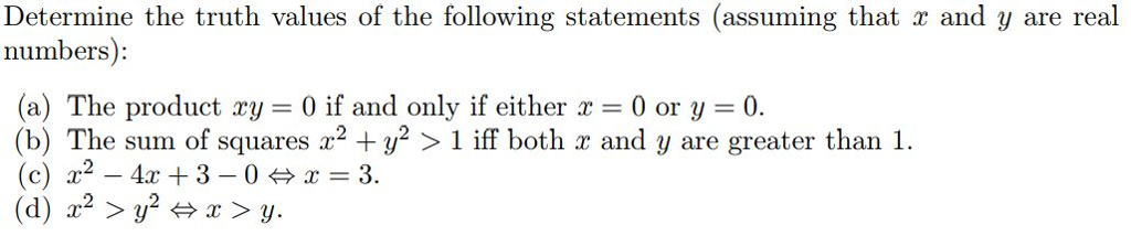 Solved Determine The Truth Values Of The Following