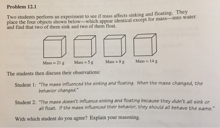 Solved Two students perform an experiment to see if mass | Chegg.com