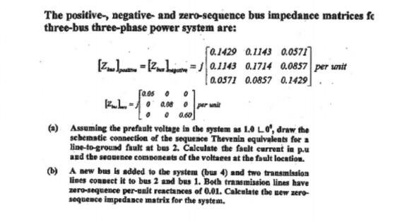 Solved The positive negative- and zero-sequence bus | Chegg.com