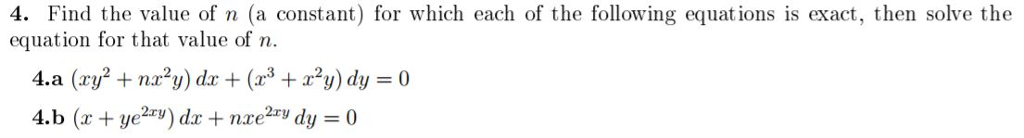 Solved Find the value of n (a constant) for which each of | Chegg.com
