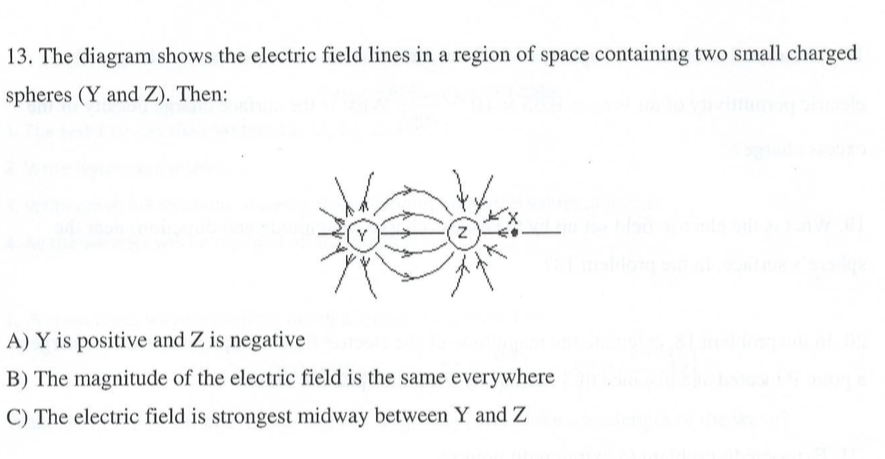 Solved: 13. The Diagram Shows The Electric Field Lines In ... | Chegg.com
