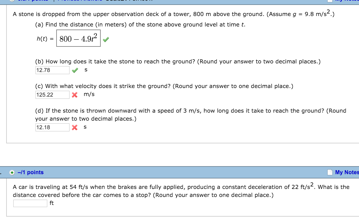 Solved A stone is dropped from the upper observation deck of | Chegg.com