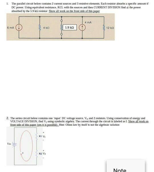 Solved The Parallel Circuit Below Contains 2 Current Sources