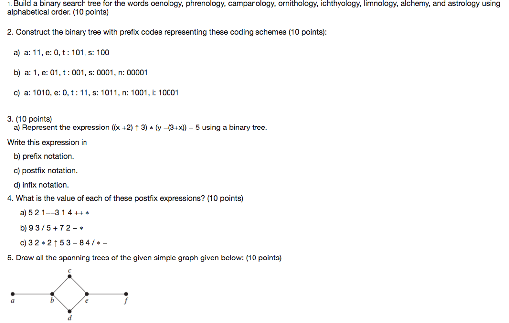 Solved 1. Build a binary search tree for the words oenology, | Chegg.com